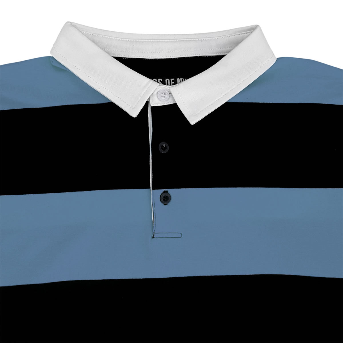 Black And Light Blue Striped Men’s Long Sleeve Rugby Shirt – KINGS OF NY