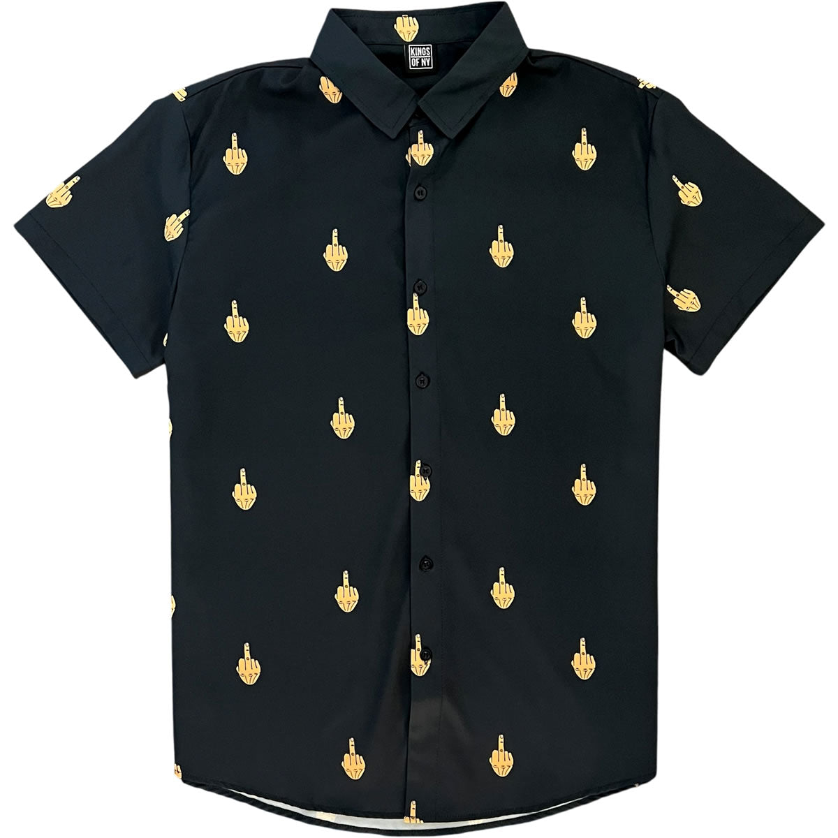 Black Middle Finger Men’s Short Sleeve Button Down Shirt – KINGS OF NY