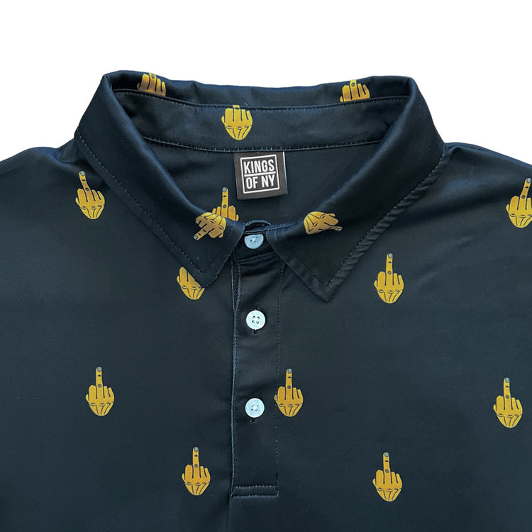 Black Middle Finger Men's Short Sleeve Polo Golf Shirt – KINGS OF NY
