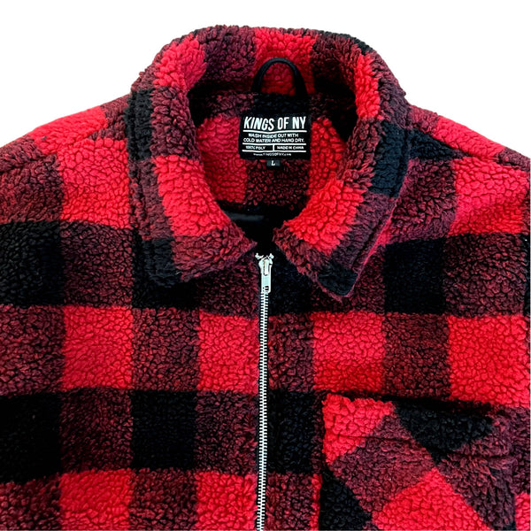 Red And Back Buffalo Plaid Mens Sherpa Jacket – KINGS OF NY