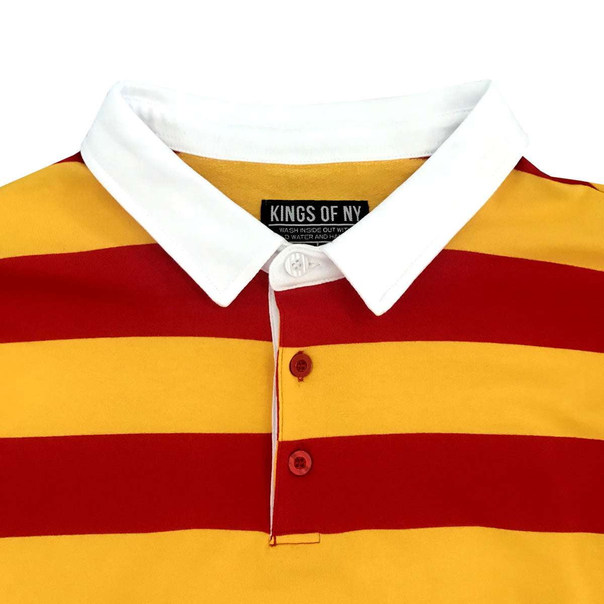 Red And Yellow Striped Mens Long Sleeve Rugby Shirt – KINGS OF NY