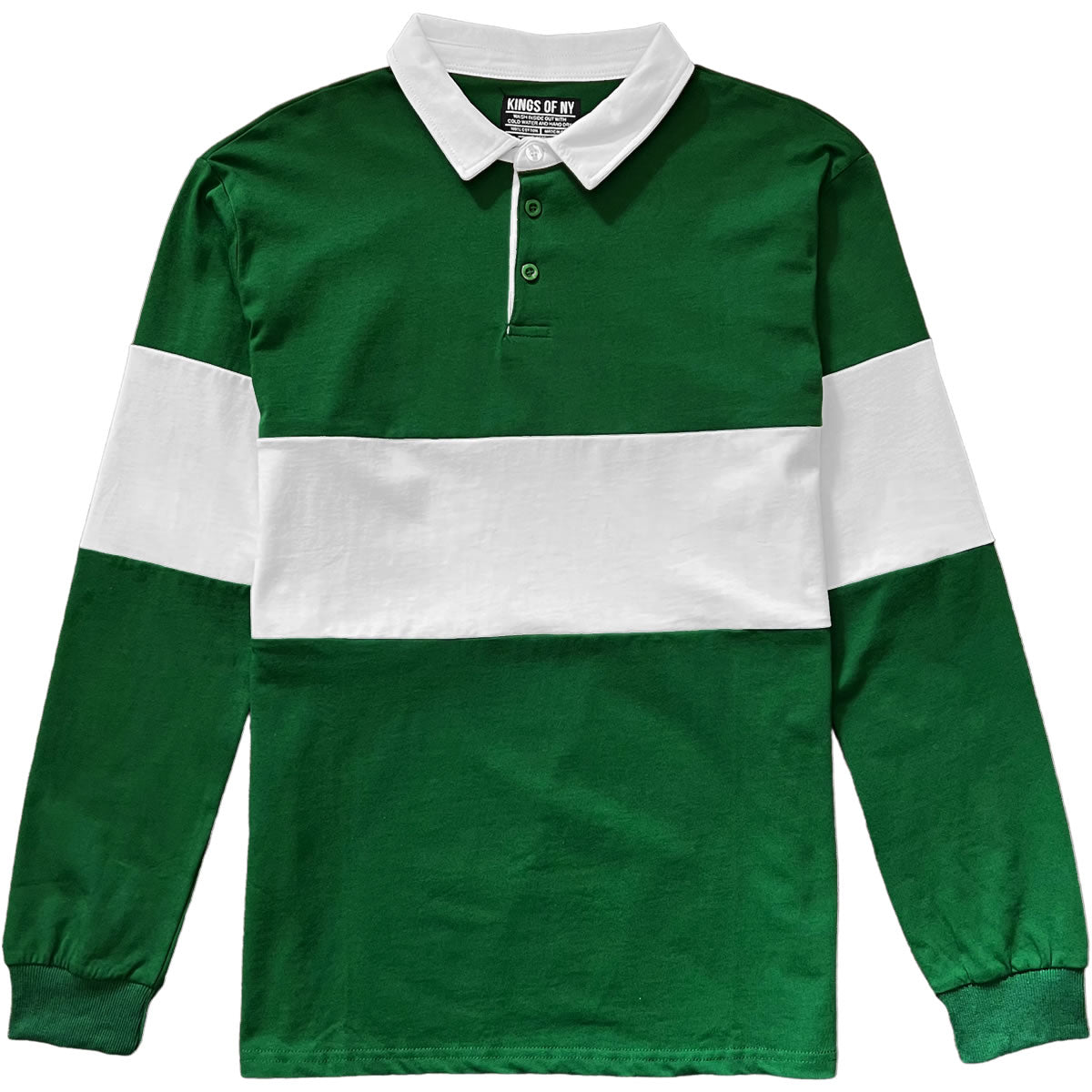 Traditional Green And White Striped Mens Long Sleeve Rugby Shirt ...