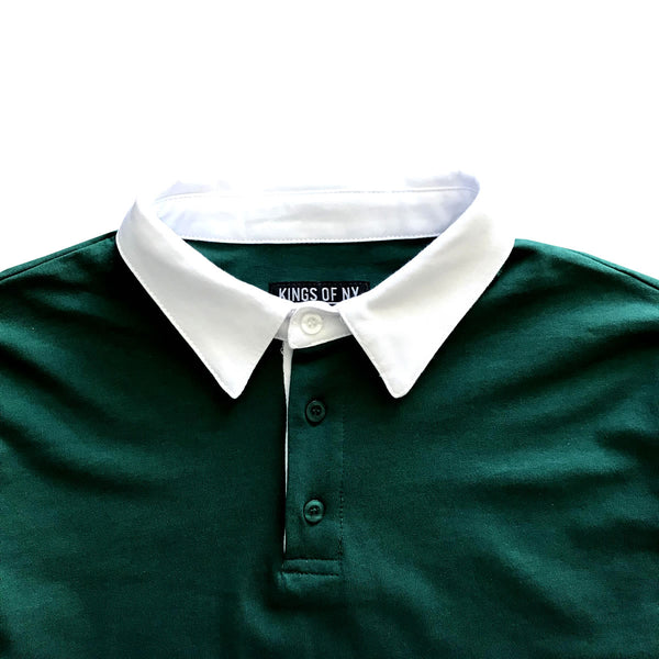 Mens Green and White Striped Long Sleeve Polo Rugby Shirt – KINGS OF NY